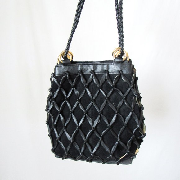 Tiannl | Bags | Vintage Tiannl Italian Black Suede Leather Purse ...